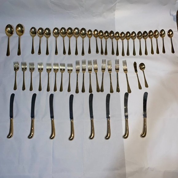 Oxford Hall | Kitchen | Oxford Hall Japan Sutherland Gold Plated Stainless Steel 5pc Flatware ...